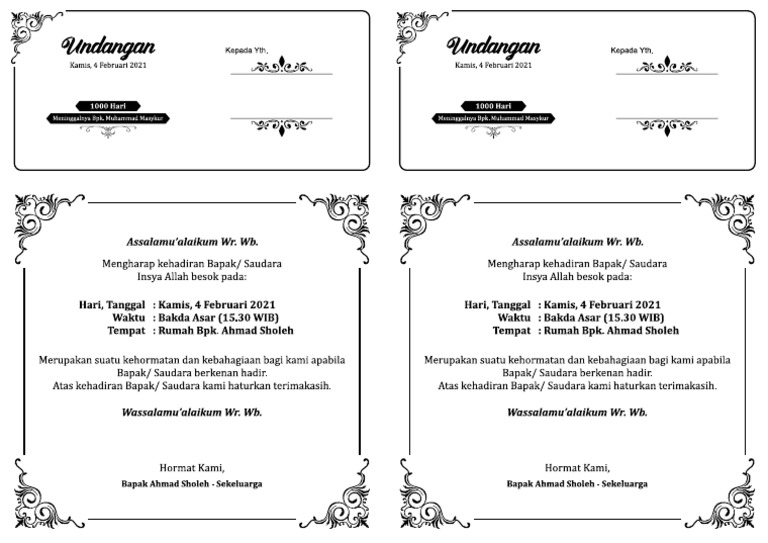 Undangan Nyewu Kang Maskur | PDF