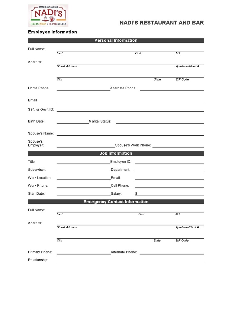 Employee Details Form | PDF