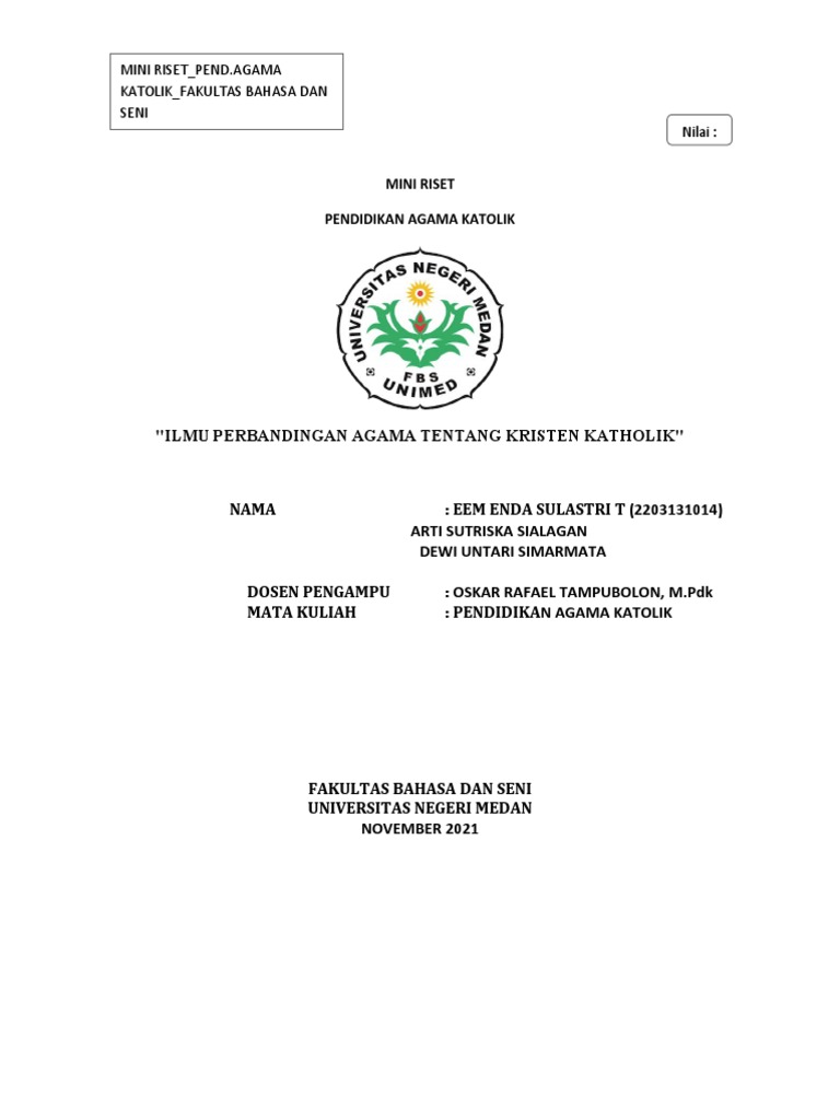 MINI RISET - Agama Katolik Kelompok | PDF | Agama & Spiritualitas