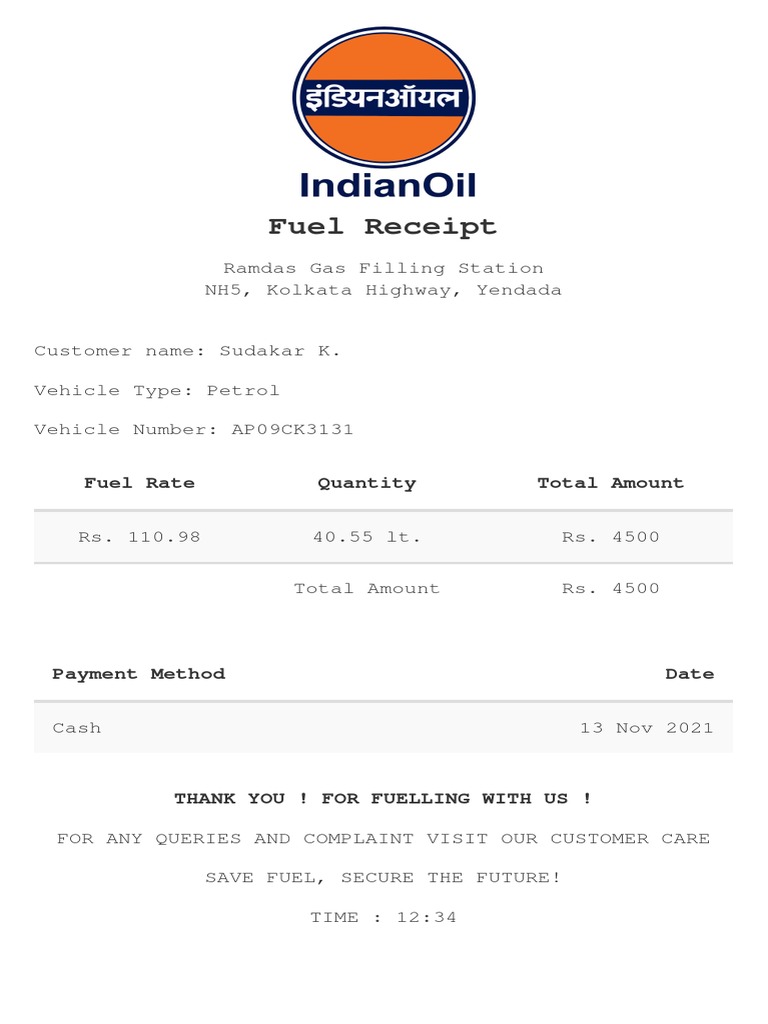 Fuel Receipt 2 | PDF