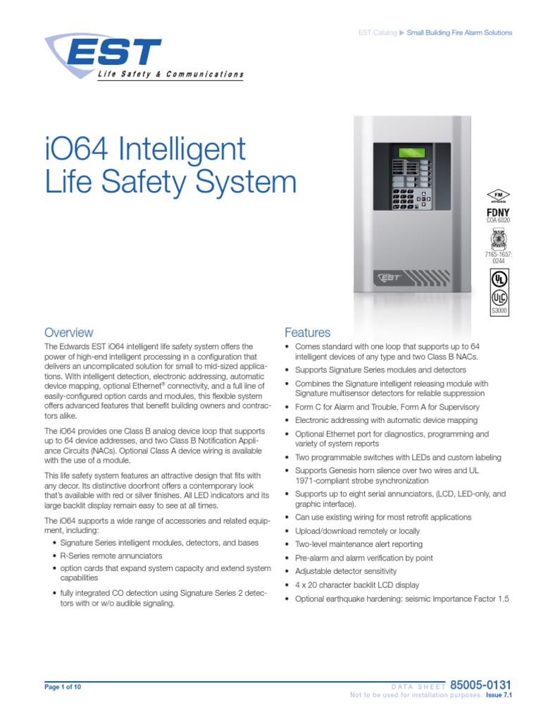 85005-0131 - Io64 Intelligent Life Safety System | PDF | Amplifier | Relay