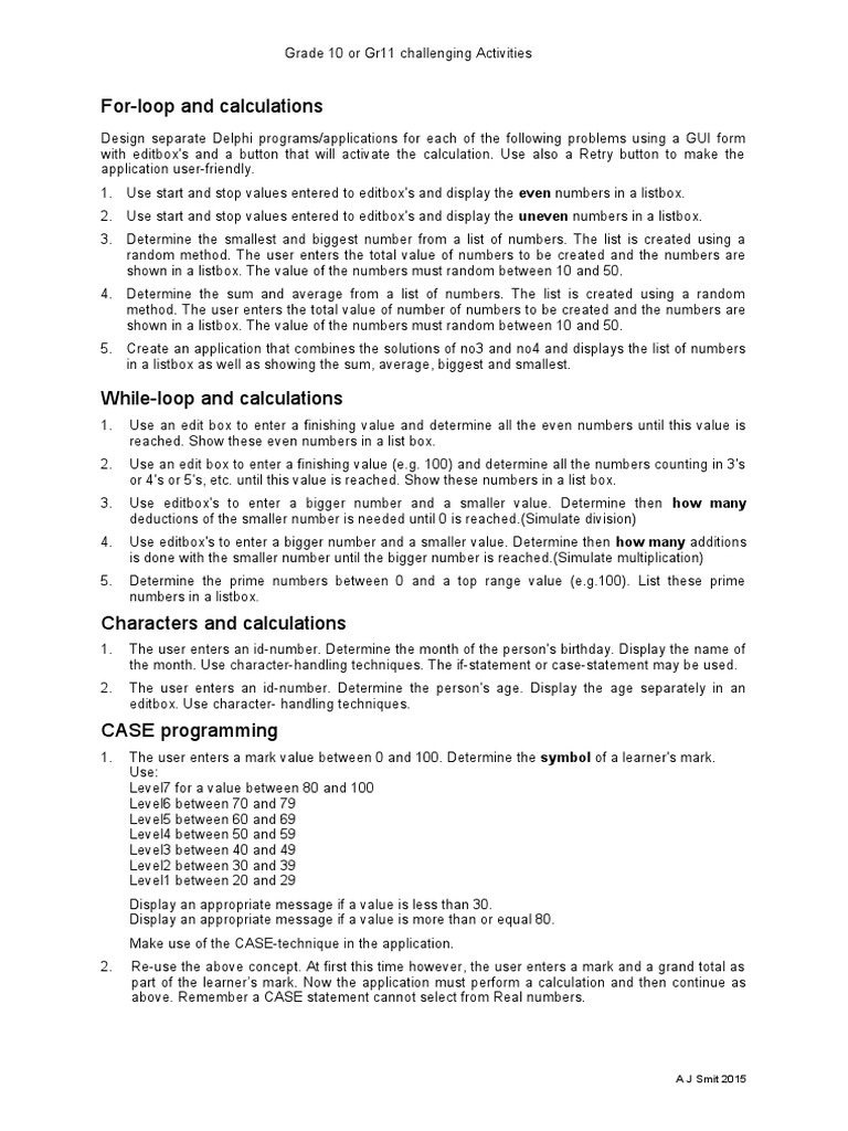 Calculations Using Delphi Gr10 11 Part2 Pdf Numbers Computer Programming