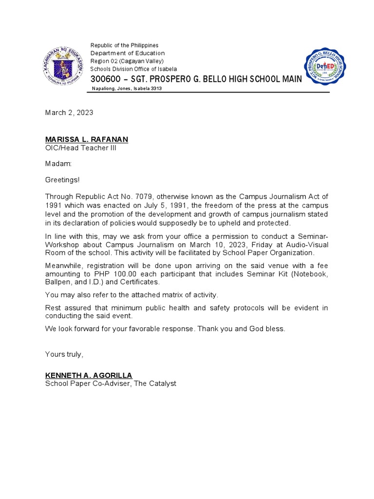 APPROVAL-LETTER-Seminar-Workshop Campus Journ | PDF