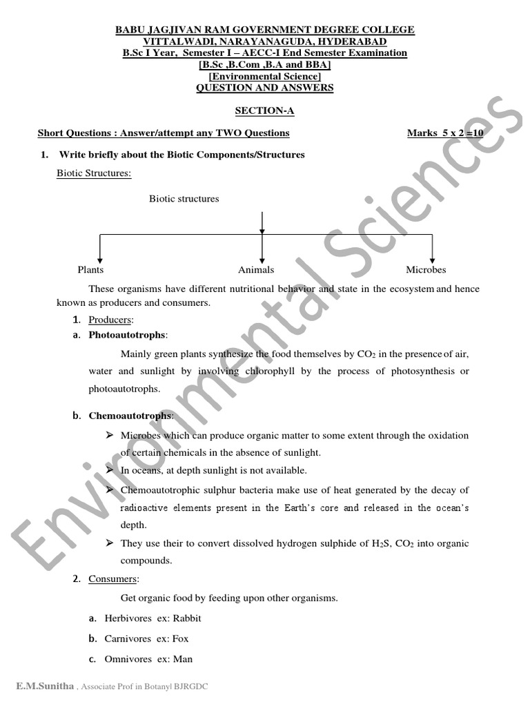 AECC-I Env - Science - Question and Answers 2022-23 | PDF | Cyclone | Flood