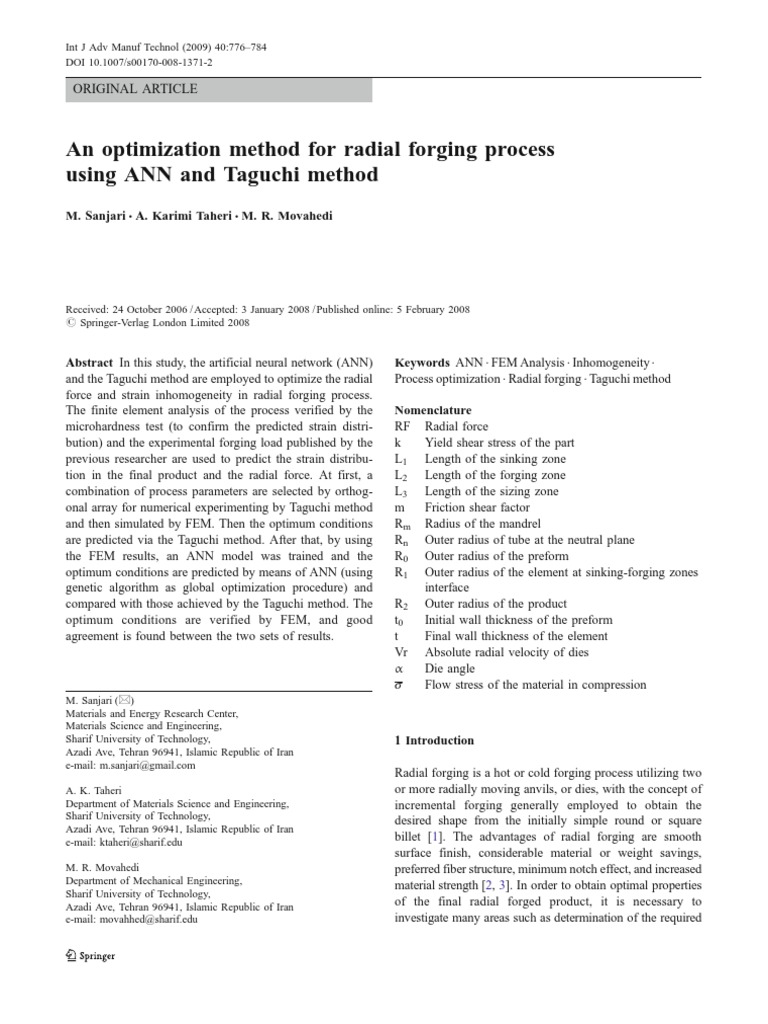 An Optimization Method For Radial Forging Process | Download Free PDF | Finite Element Method ...