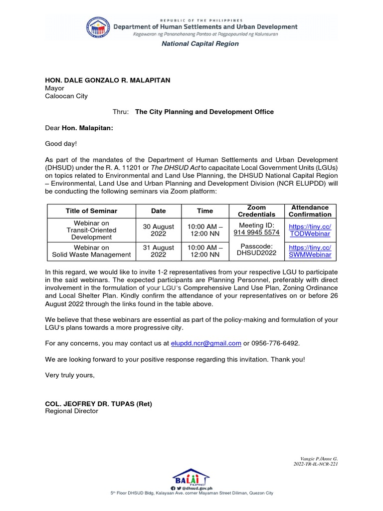LGU Planning Webinars Invitation | PDF | Metro Manila | Planning