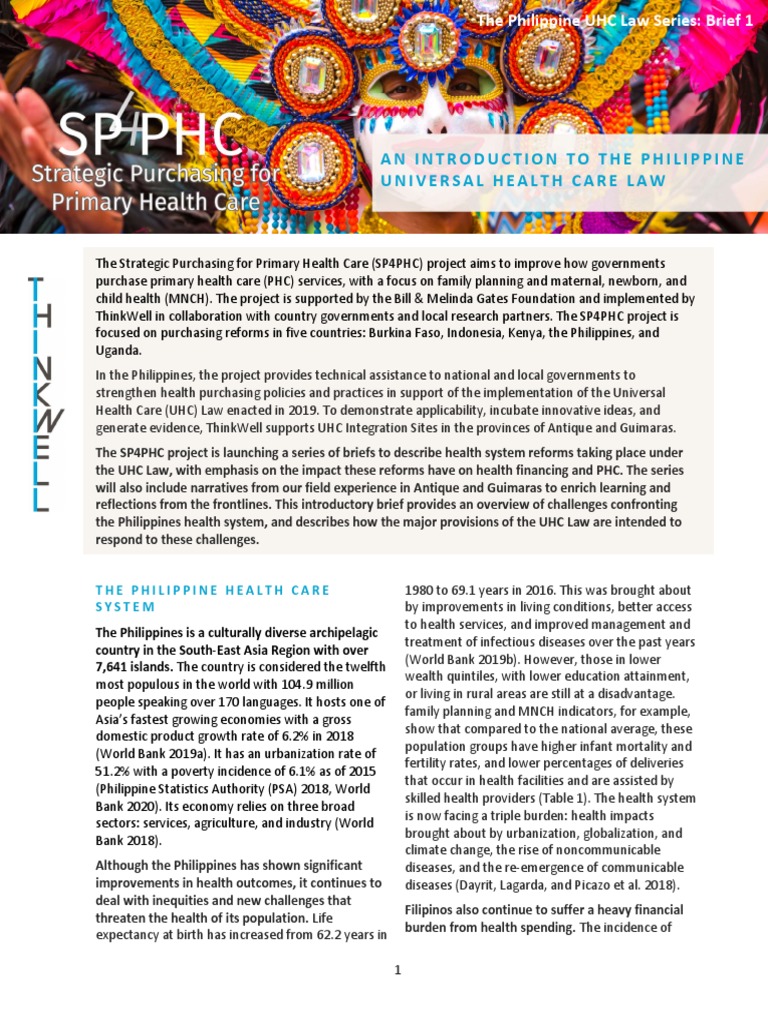 PH UHC Law Series Brief 1 | PDF | Universal Health Care | Health System