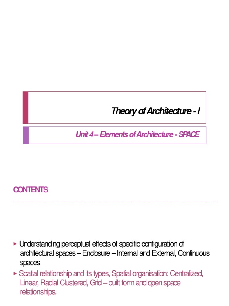 Theory of Architecture - Spatial Organization Prelims | PDF | Space ...
