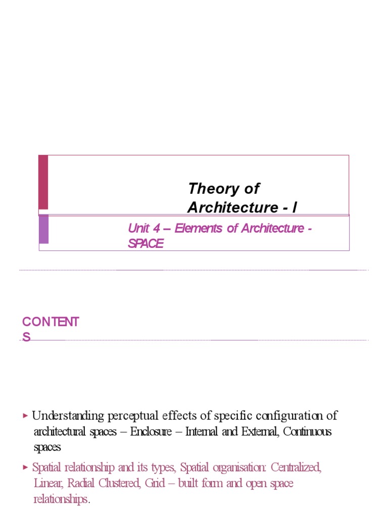 Theory of Architecture - Spatial Organization Prelims | PDF | Space ...