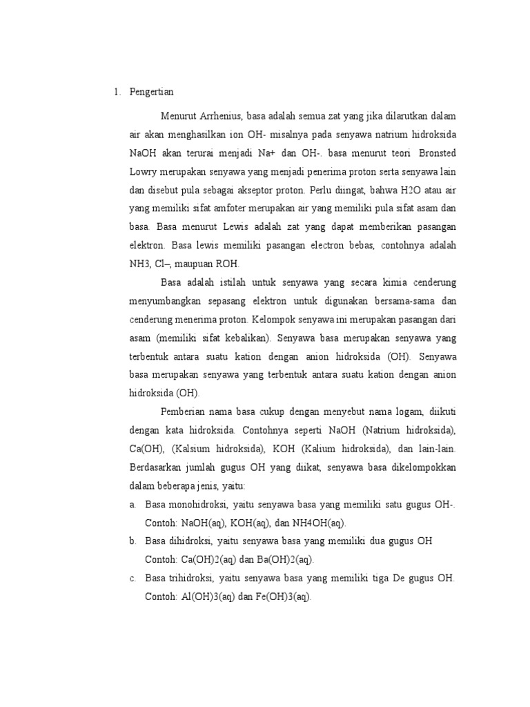 Pengertian dan Ciri Senyawa Basa | PDF | Sains & Matematika