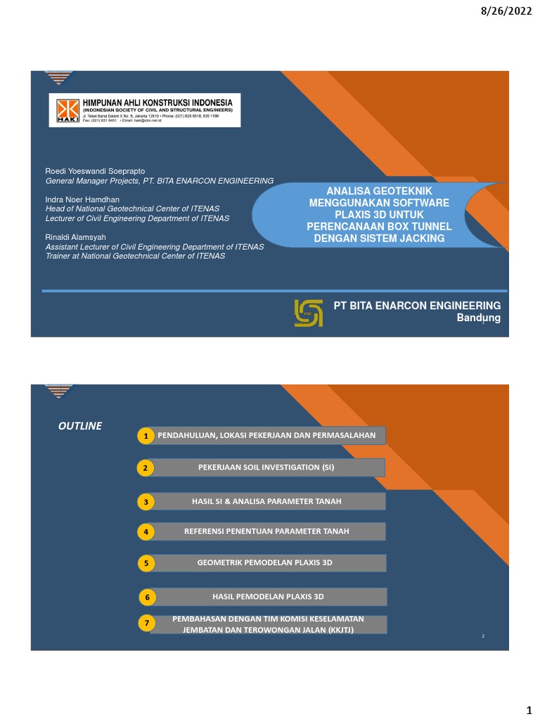Outline: Analisa Geoteknik Menggunakan Software Plaxis 3D Untuk Perencanaan Box Tunnel Dengan ...