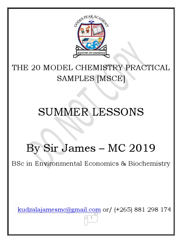 20 CHEMISTRY PRACTICAL SAMPLES MSCE | PDF | Sodium Hydroxide | Rust