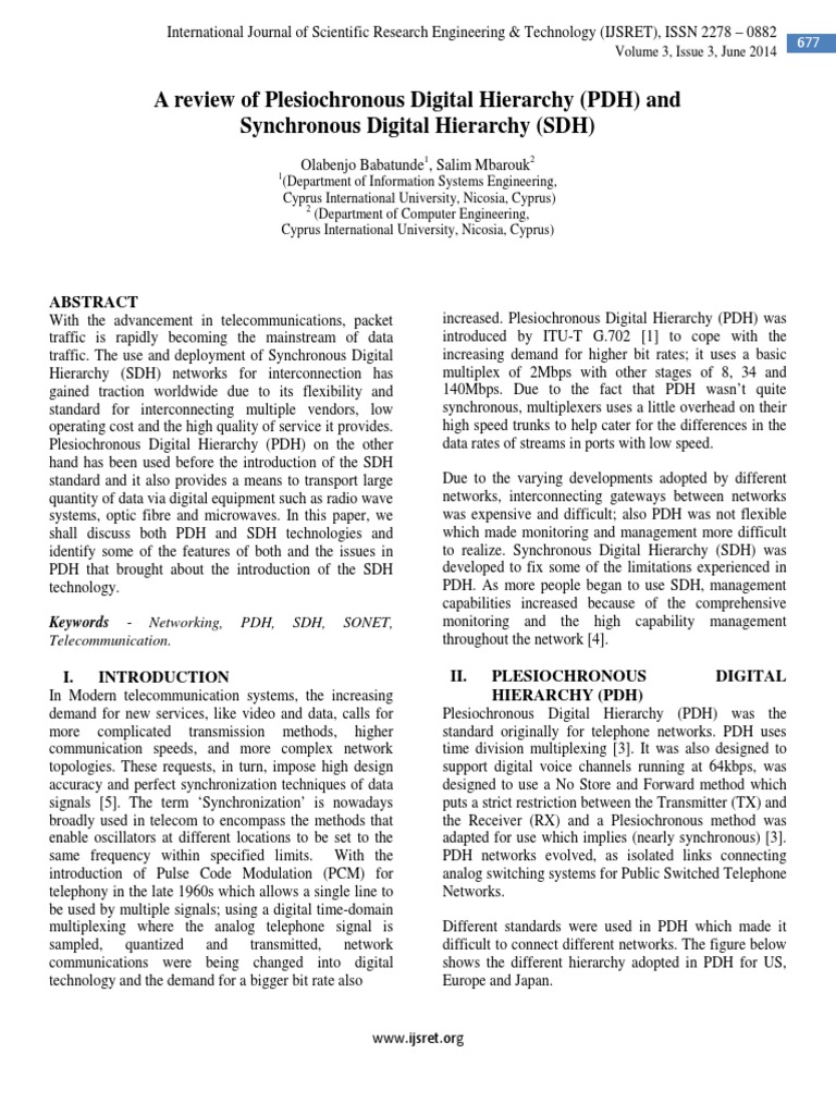 PDH & SDH | PDF | Computer Network | Service Industries