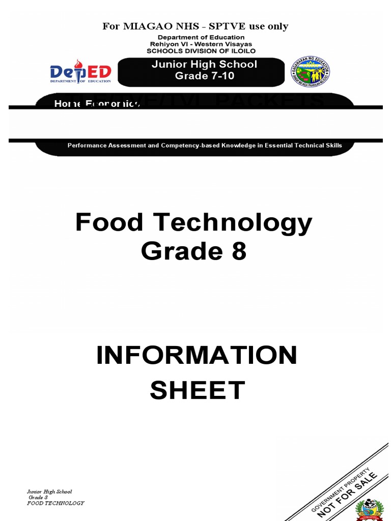 Tle/Tve/Tvl Packets: Food Technology Grade 8 | PDF | Usb Flash Drive ...