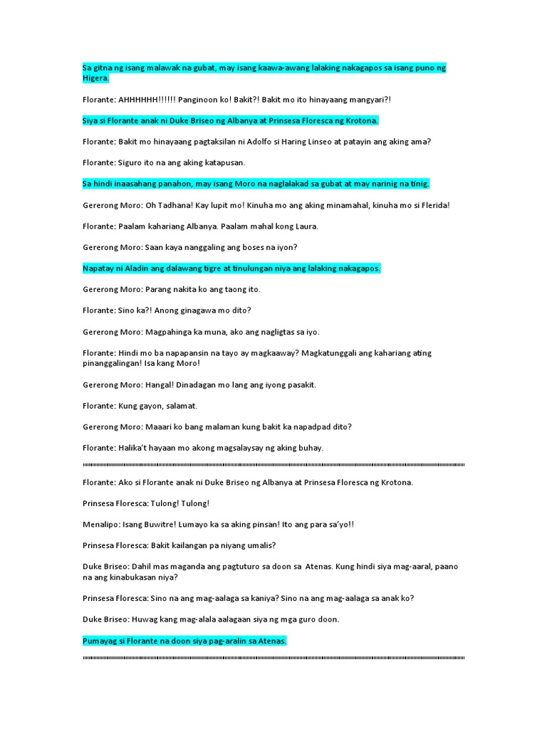 Florante at Laura Script | PDF