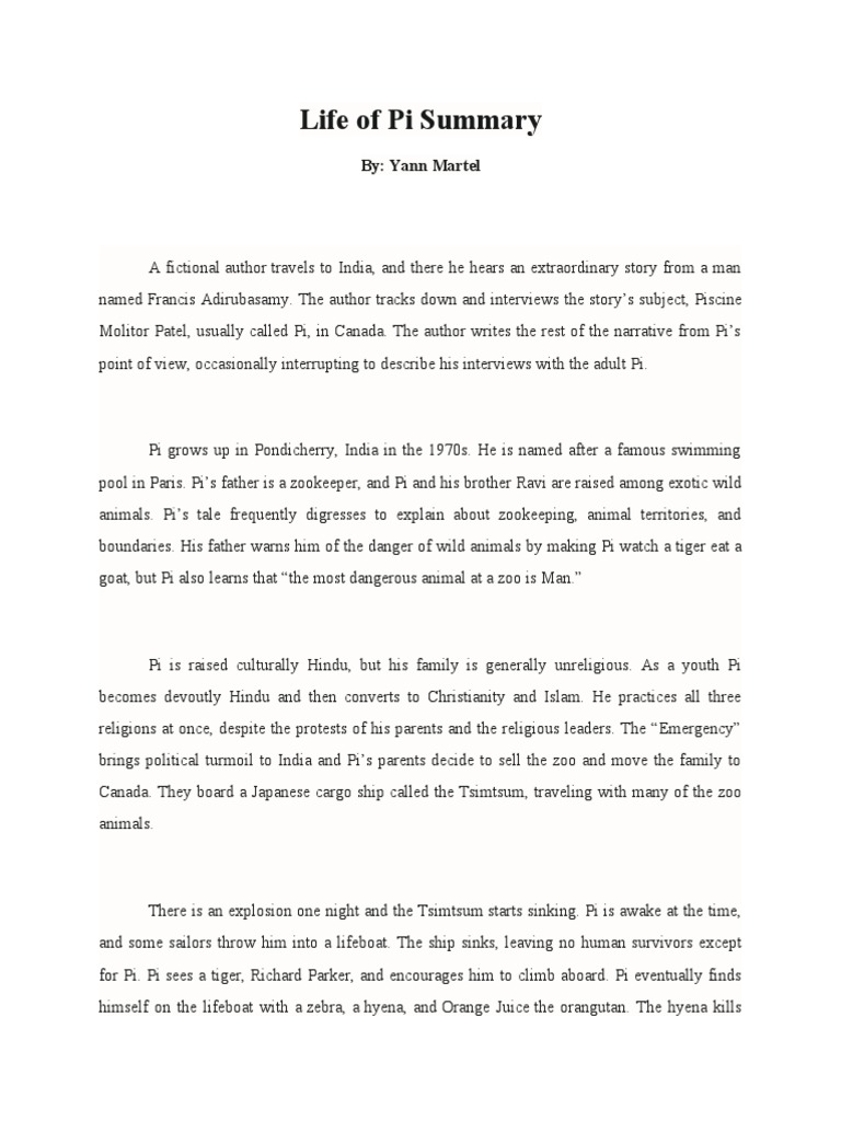 Life of Pi Summary | PDF