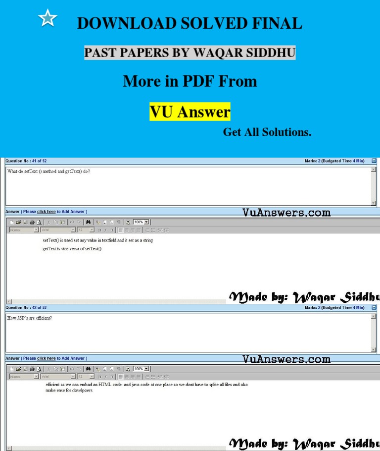 CS506 Final Term Subjective by Waqar Siddhu | PDF