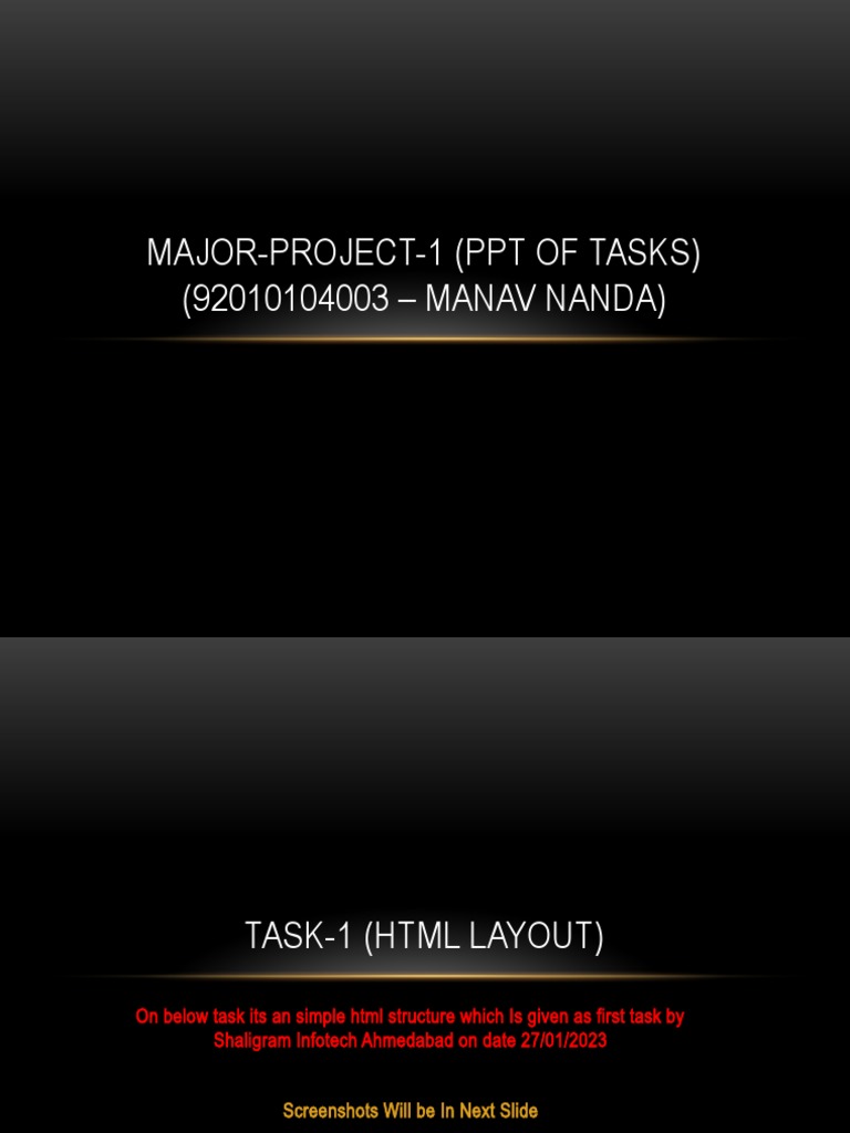 Major Project 1 (PPT of Tasks) Manav - Nanda | PDF | Technology & Engineering