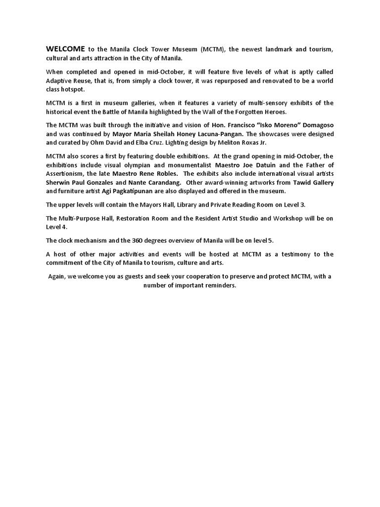 Museum Rules and Intro | PDF