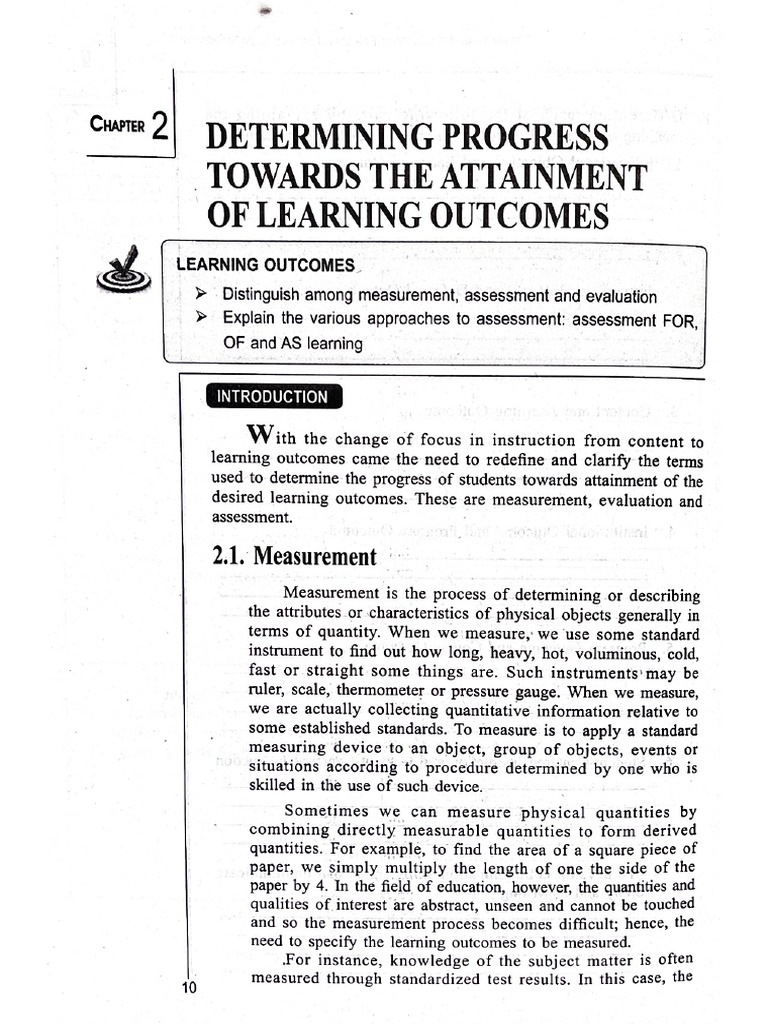 Chapter 2 Determining Progress Towards The Attainment of Learning Outcomes | PDF