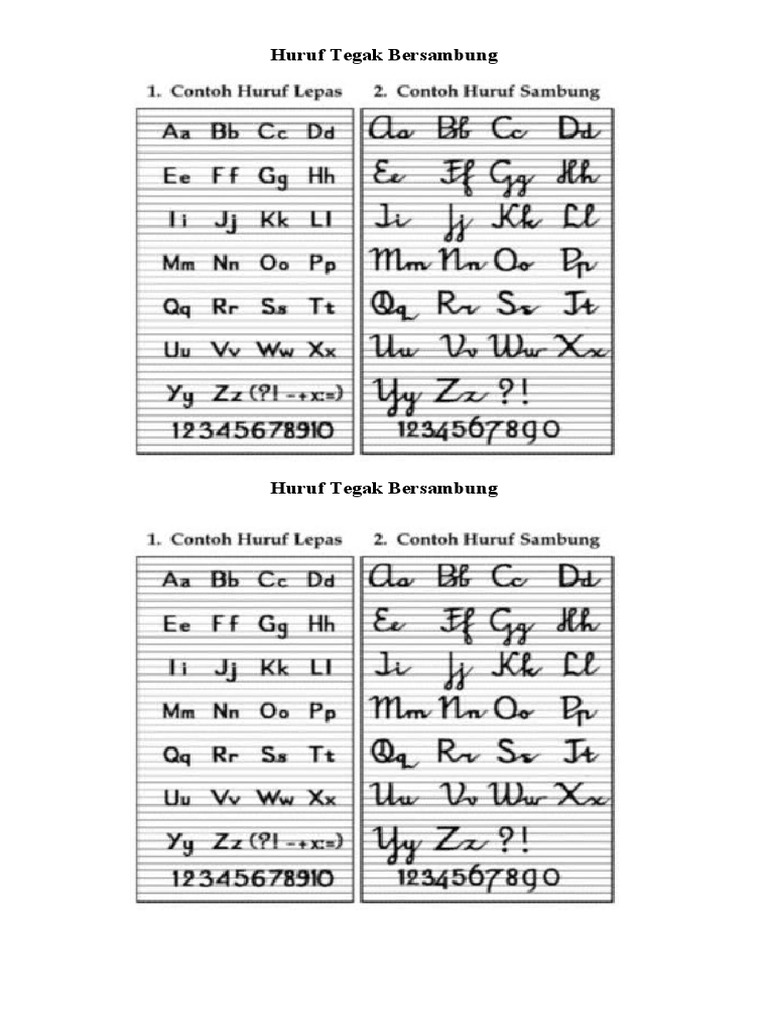 Panduan Menulis Huruf Tegak Bersambung | PDF | Seni & Disiplin Bahasa