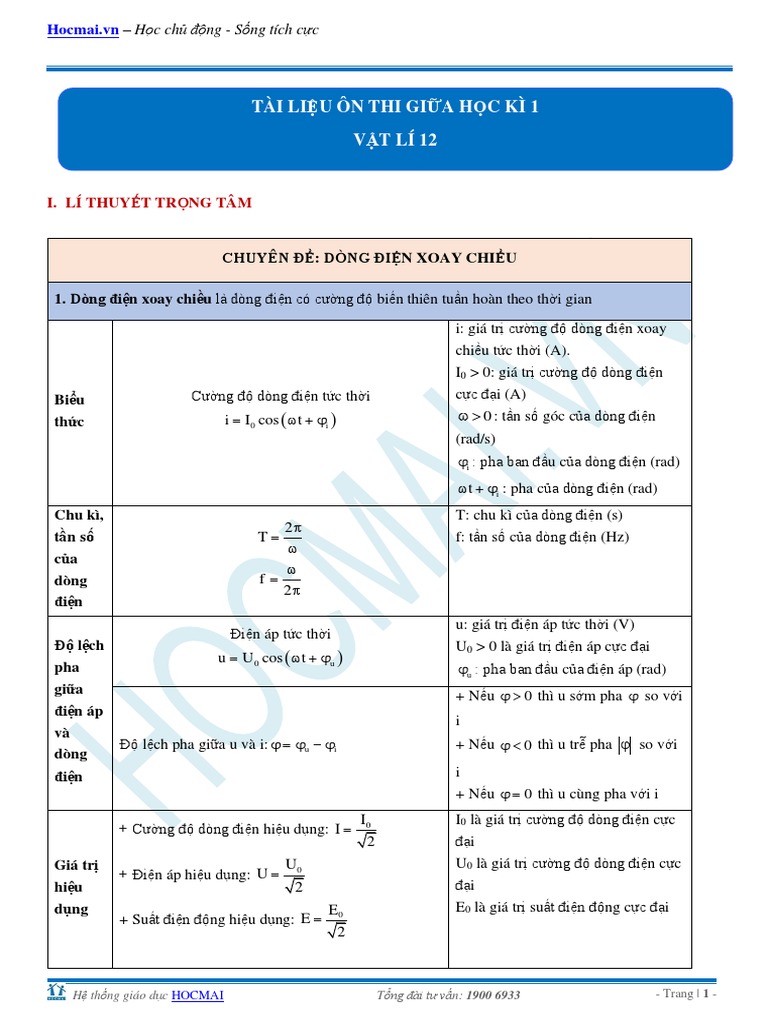 VL12 - Ôn tập cuối HK1 | PDF