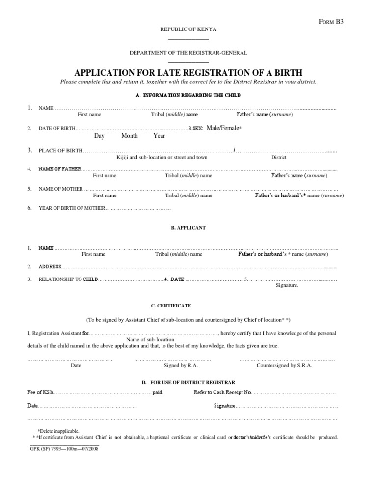 B3 Form - Birth Cert | PDF | Social Institutions | Government