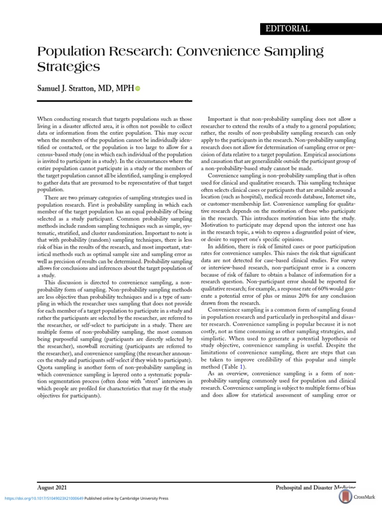 Population Research Convenience Sampling Strategies | PDF | Sampling (Statistics) | Survey ...