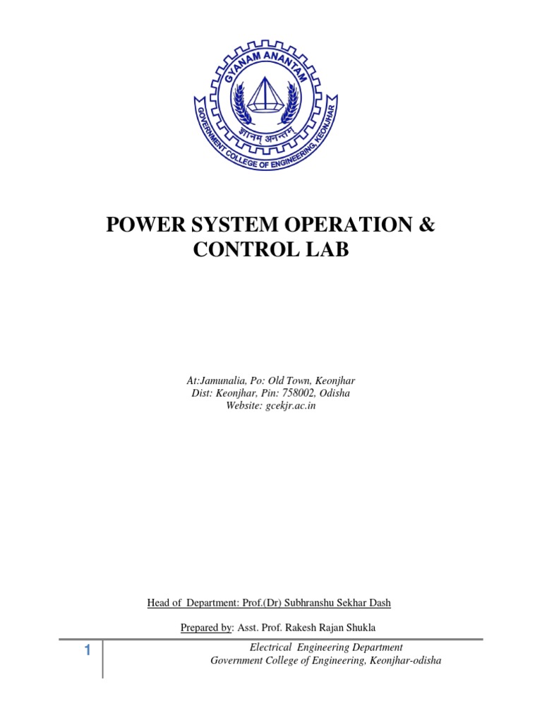 Power System Operation & Control - Lab Manual | PDF | Electric Motor | Electric Power Transmission