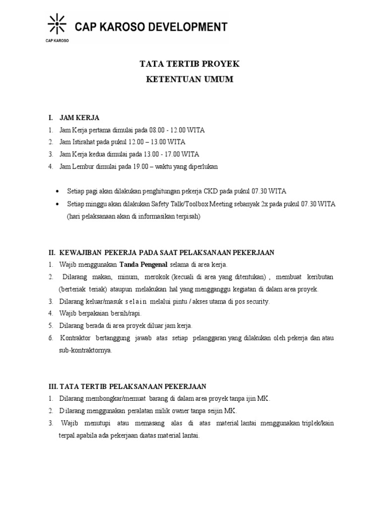 Tata Tertib Project - Cap Karoso | PDF