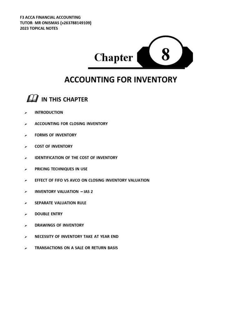 F2 ACCA Financial Accounting - Inventory by MOC | PDF | Debits And Credits | Inventory