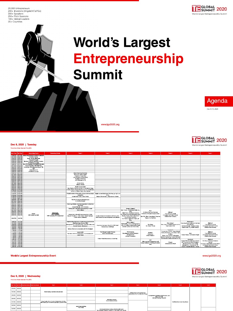 TiE Global Summit Agenda | PDF