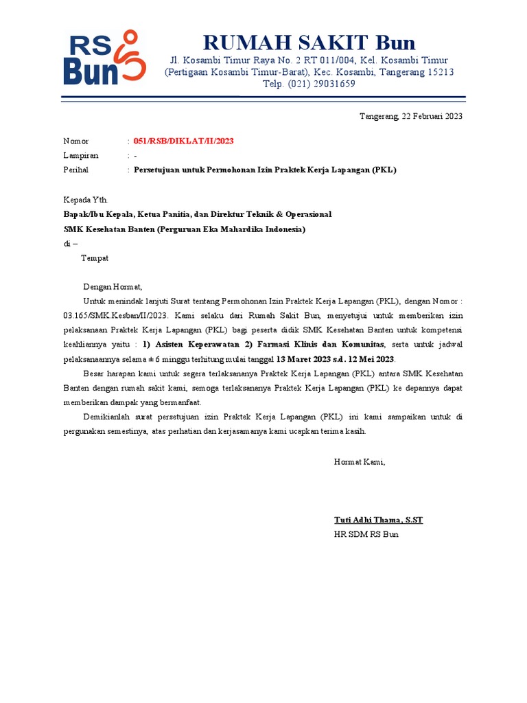 PKL APPROVAL LETTER | PDF