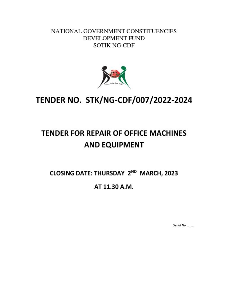 Tender No 7. Repair of Office Machines and Equipment. | PDF ...
