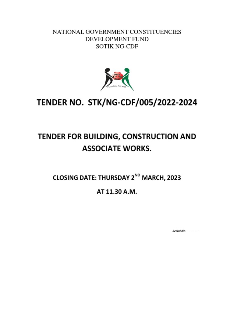 Sotik NG-CDF Construction Tender 2023 | PDF