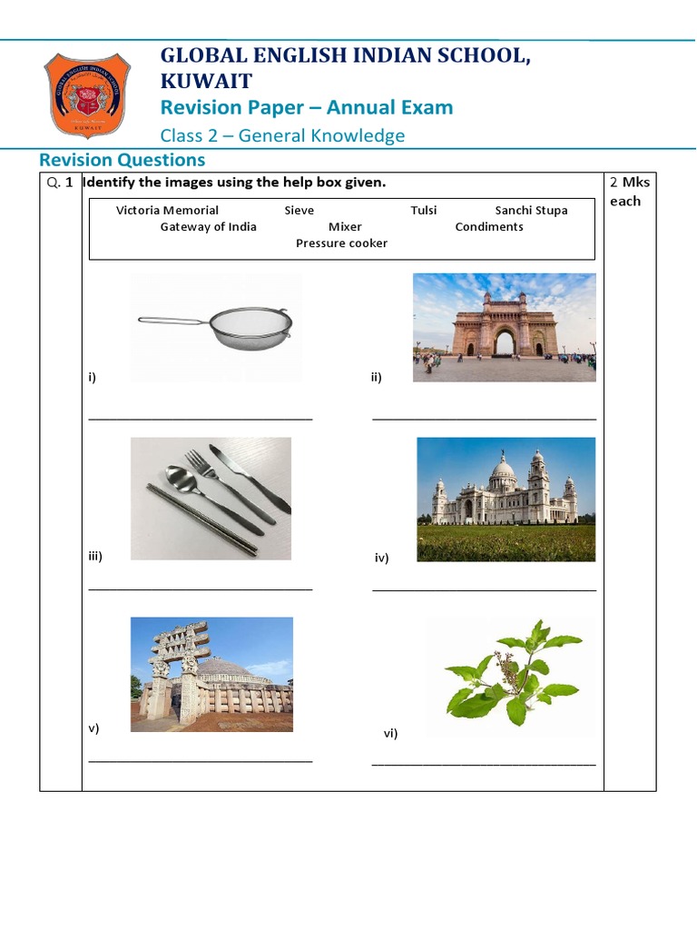 GK Annual Exam Class 2 - Revision Paper | PDF