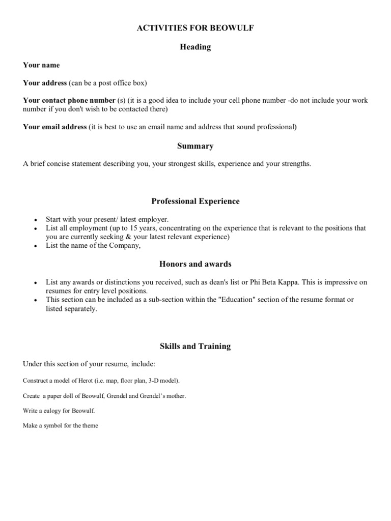 Activities For Beowulf | PDF | King Arthur | Holy Grail