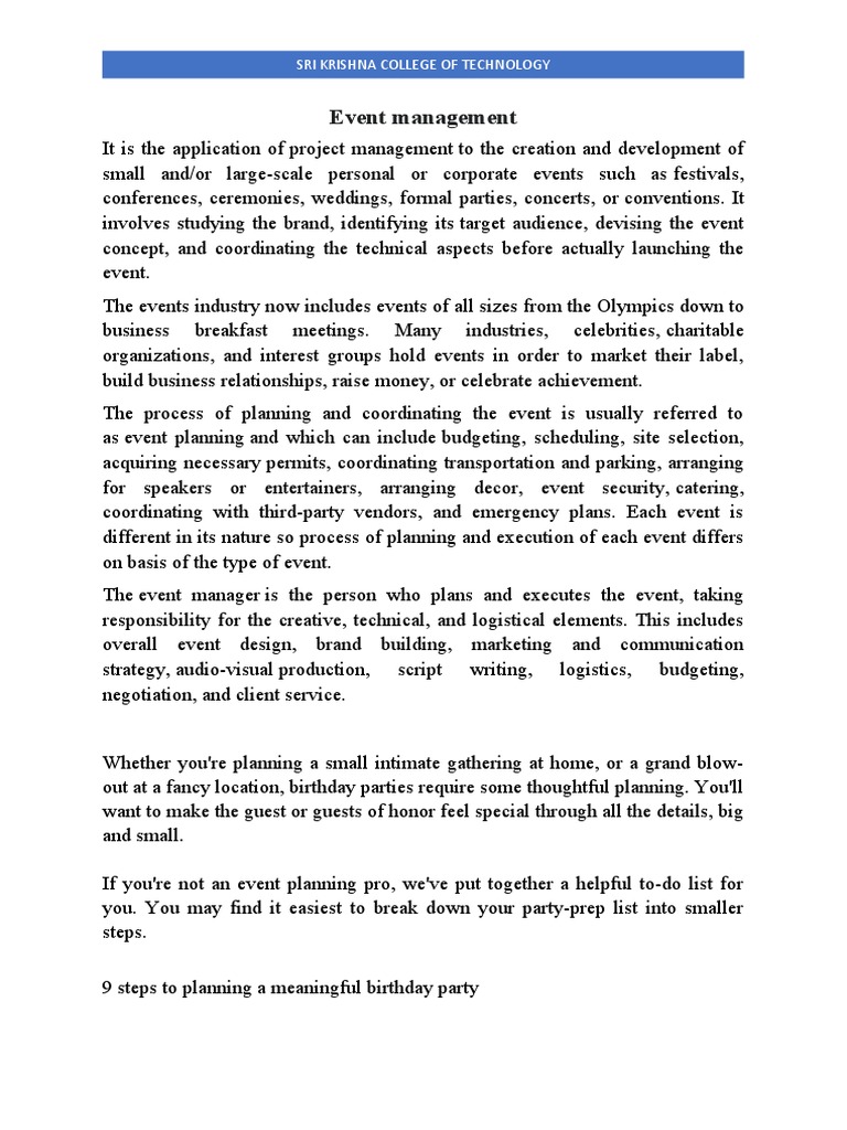 Event Management Word | PDF