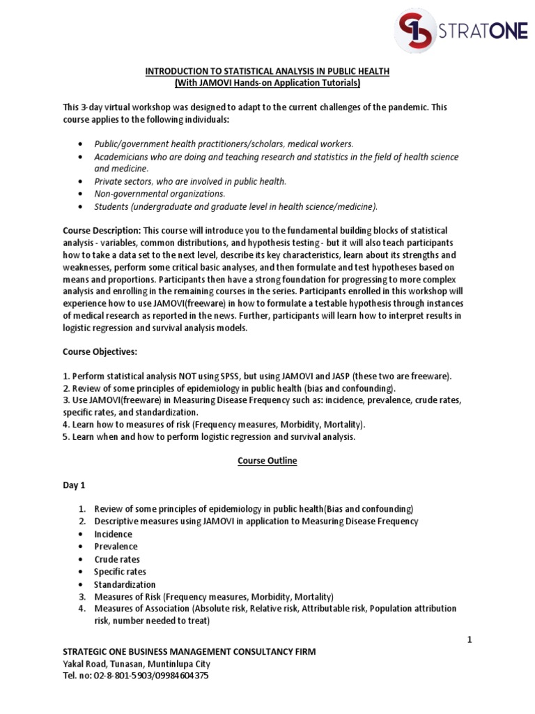 Introduction To Statistical Analysis in Public Health | PDF ...