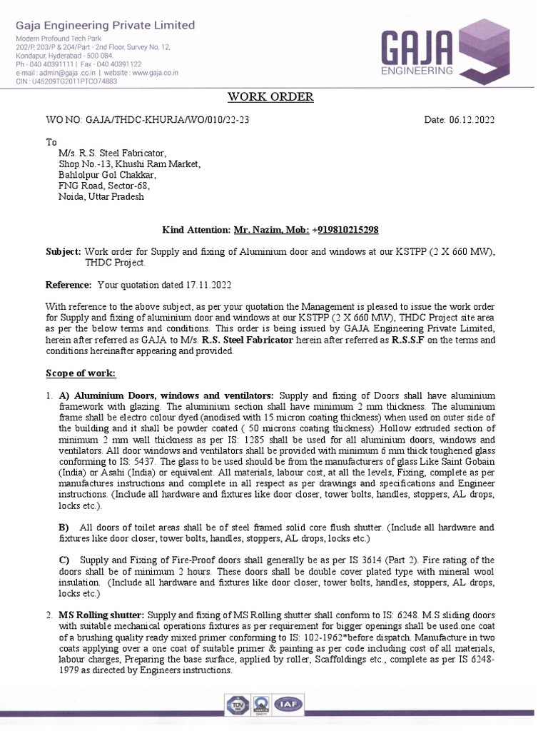 WO-Aluminium Door, Windows & Rolling Shutter | PDF | Door | Shutter (Photography)