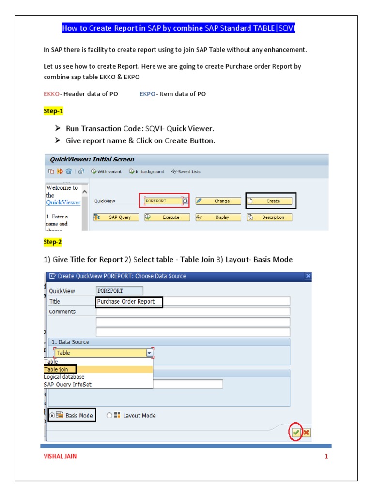 How To Create Own Reports Joining SAP Standard Tables | PDF
