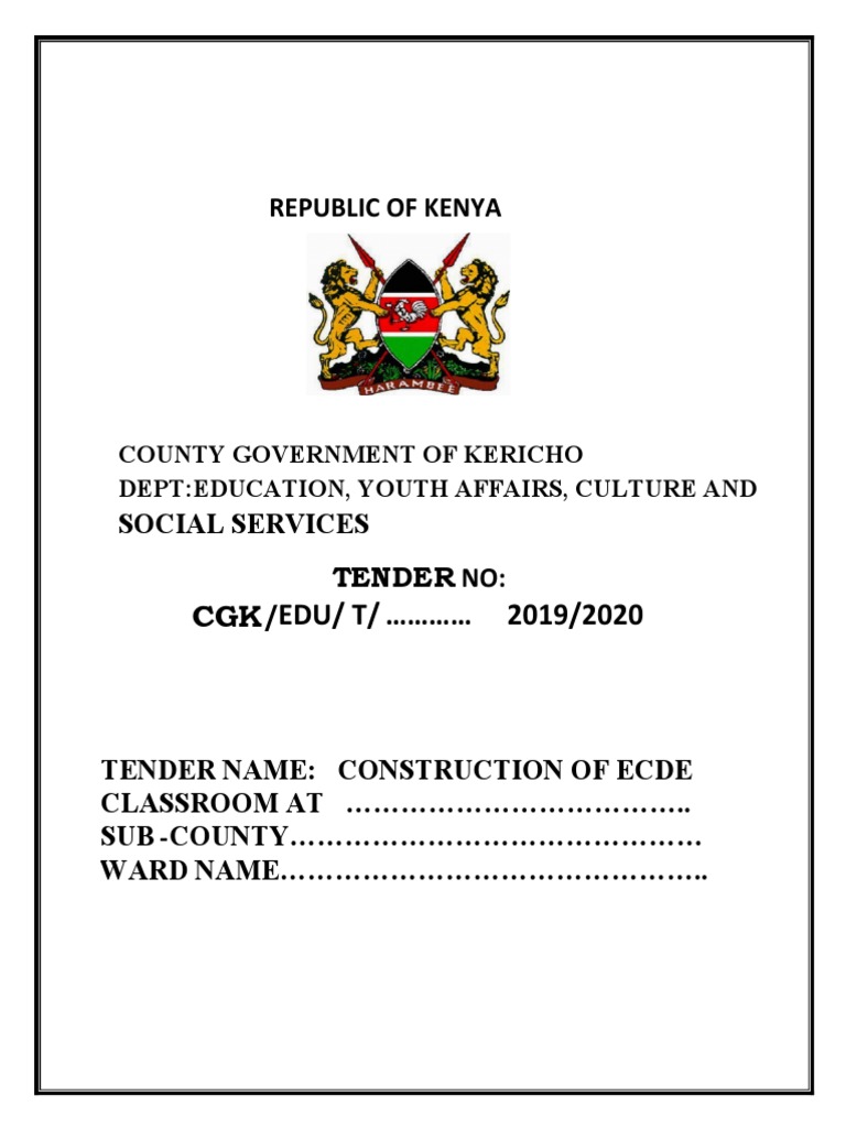 Tender - BQ Ecd Construction of Classrooms | PDF | Employment | Breach ...