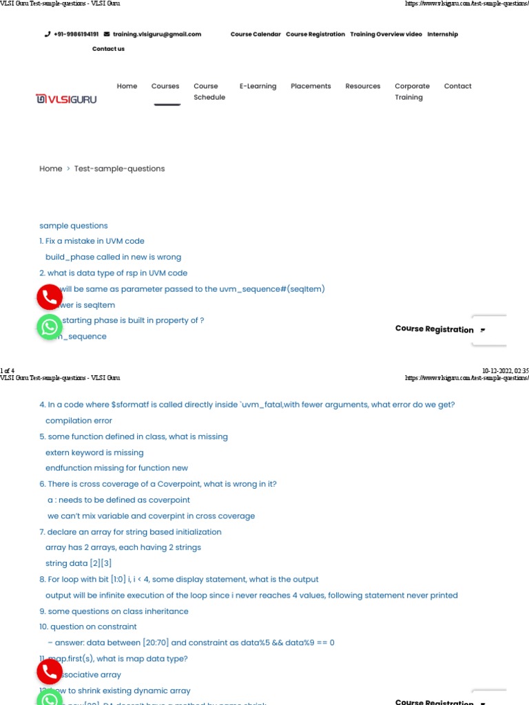 Vlsi Guru Test Sample Questions Vlsi Guru Pdf Parameter Computer Programming Software 