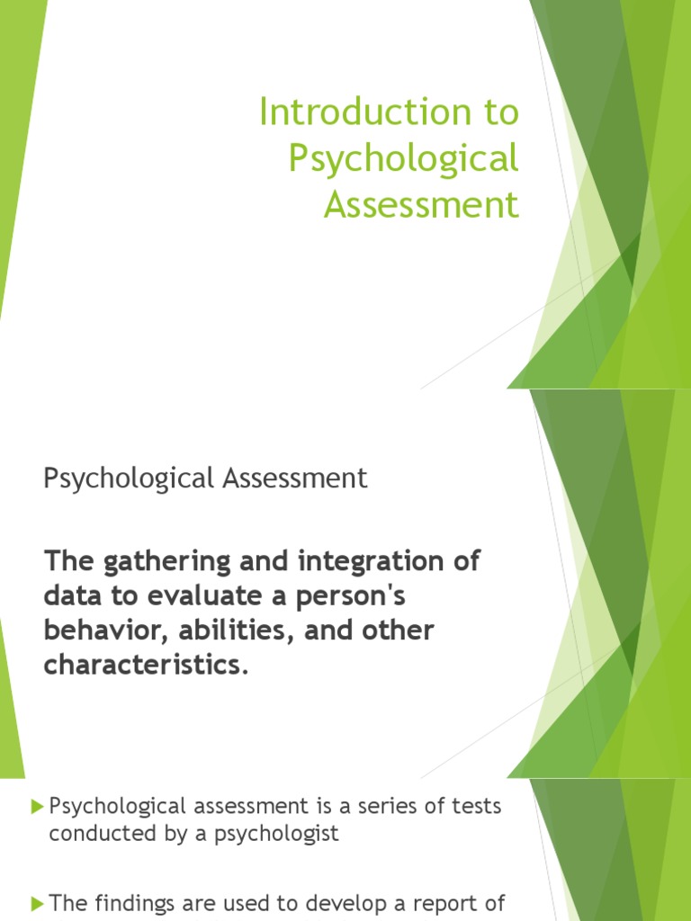 Overview of Psychological Assessment | PDF | Psychological Evaluation ...