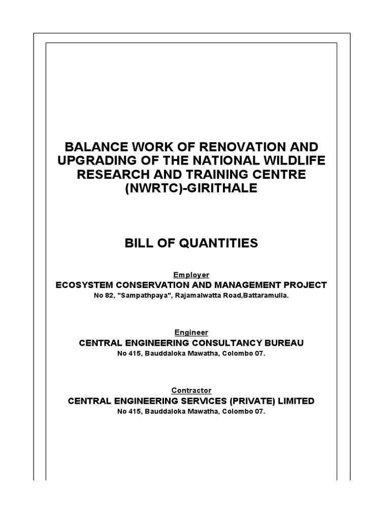 Boq NWRTC RP | PDF | Door | Concrete