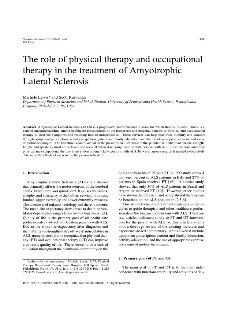 The Role of Physical Therapy and Occupational Therapy in The Treatment ...