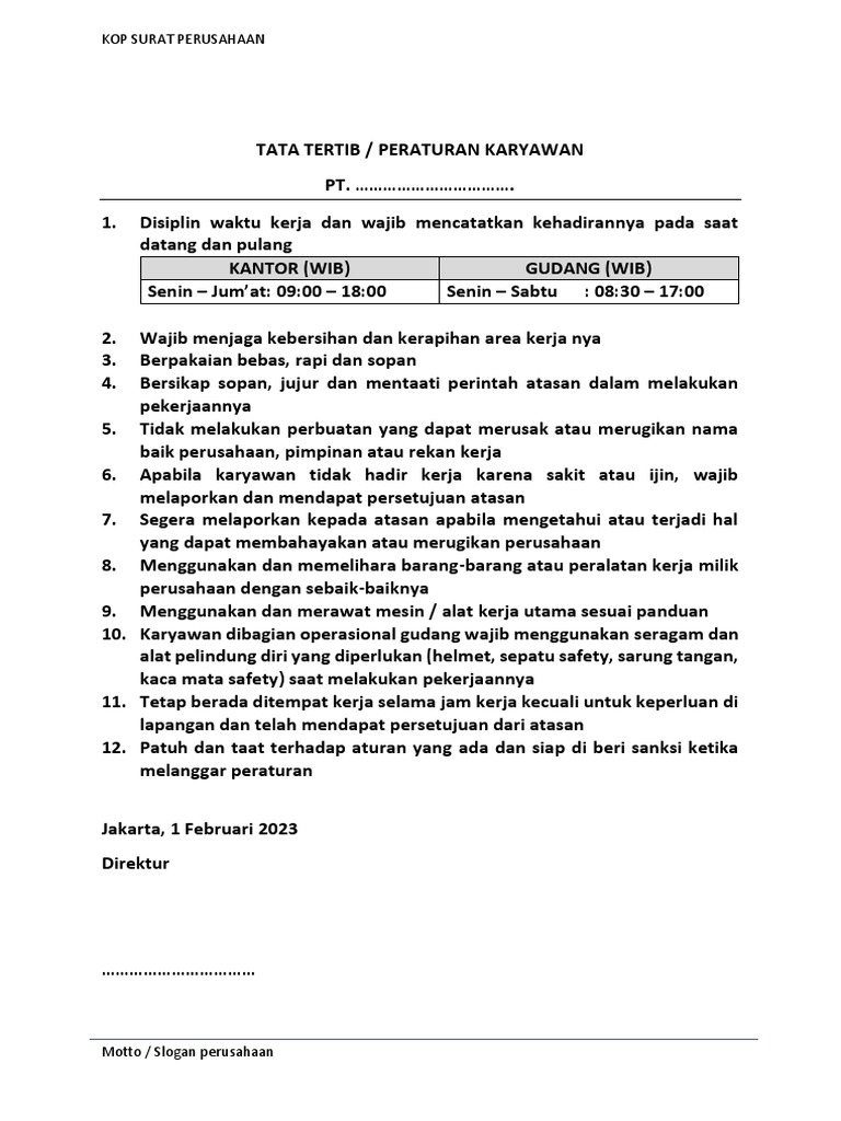 Tata Tertib Perusahaan | PDF