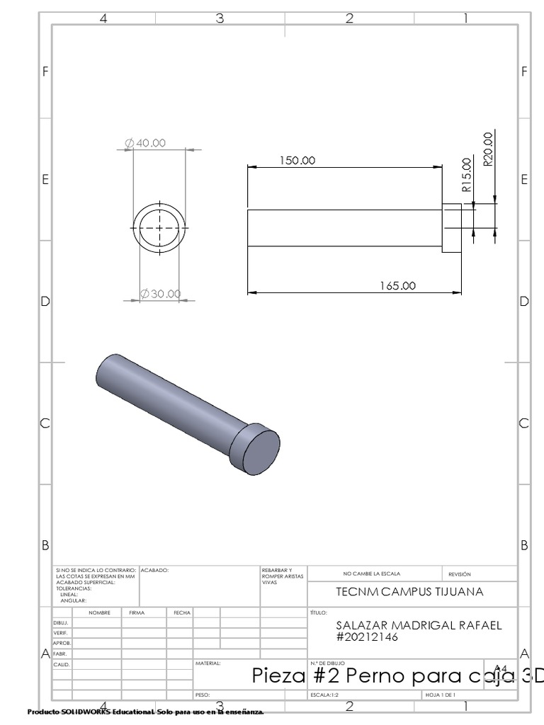Pieza #2 Perno para Caja 3D | PDF