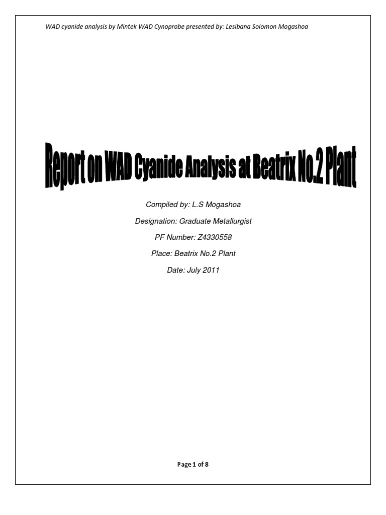 WAD Cynoprobe | PDF | Cyanide | Electrolyte