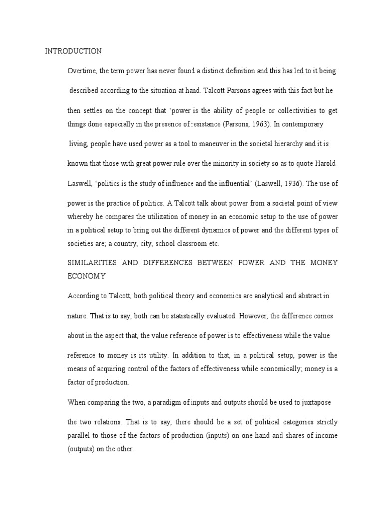 A Critical Analysis of Talcott Parsons | PDF | Power (Social And ...